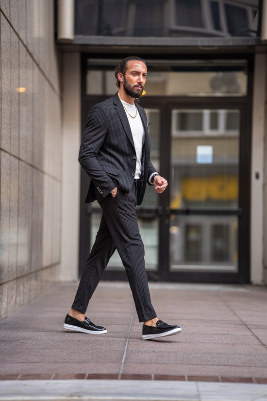 Ardean Black Slim Fit Notch Lapel Suit - Elegant Versatile Men's Suit 