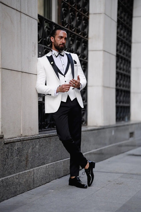 Premium Daniel White Slim Fit Tuxedo for Weddings and Black-Tie Events ...