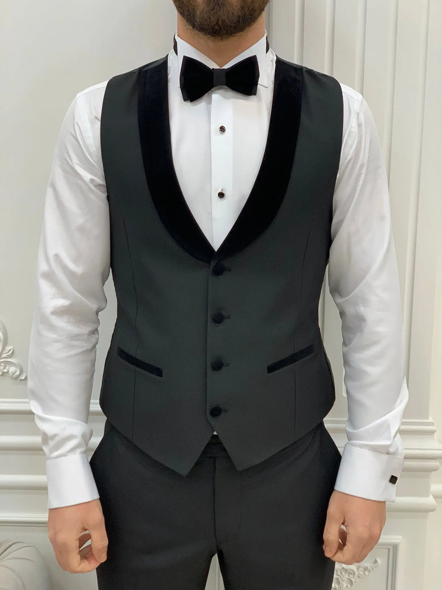 Premium Glendale Black Slim Fit Tuxedo for Formal Events – BRABION
