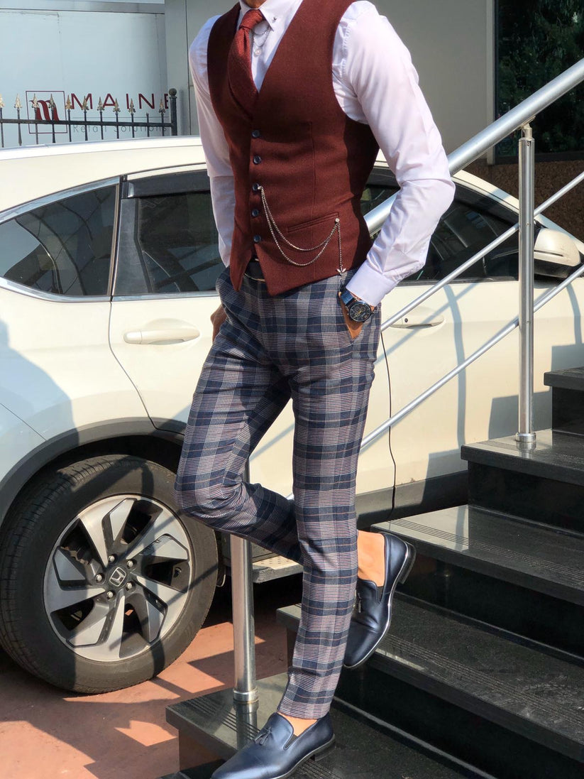 Fabros Claret Red Slim Fit Cotton Vest - Versatile Stylish Outerwear – BRABION